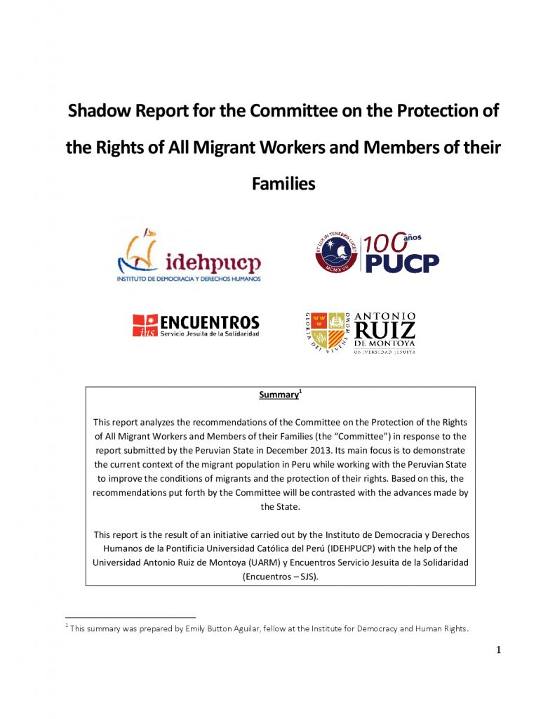 Shadow Report for the Committee on the Protection of the Rights of All ...